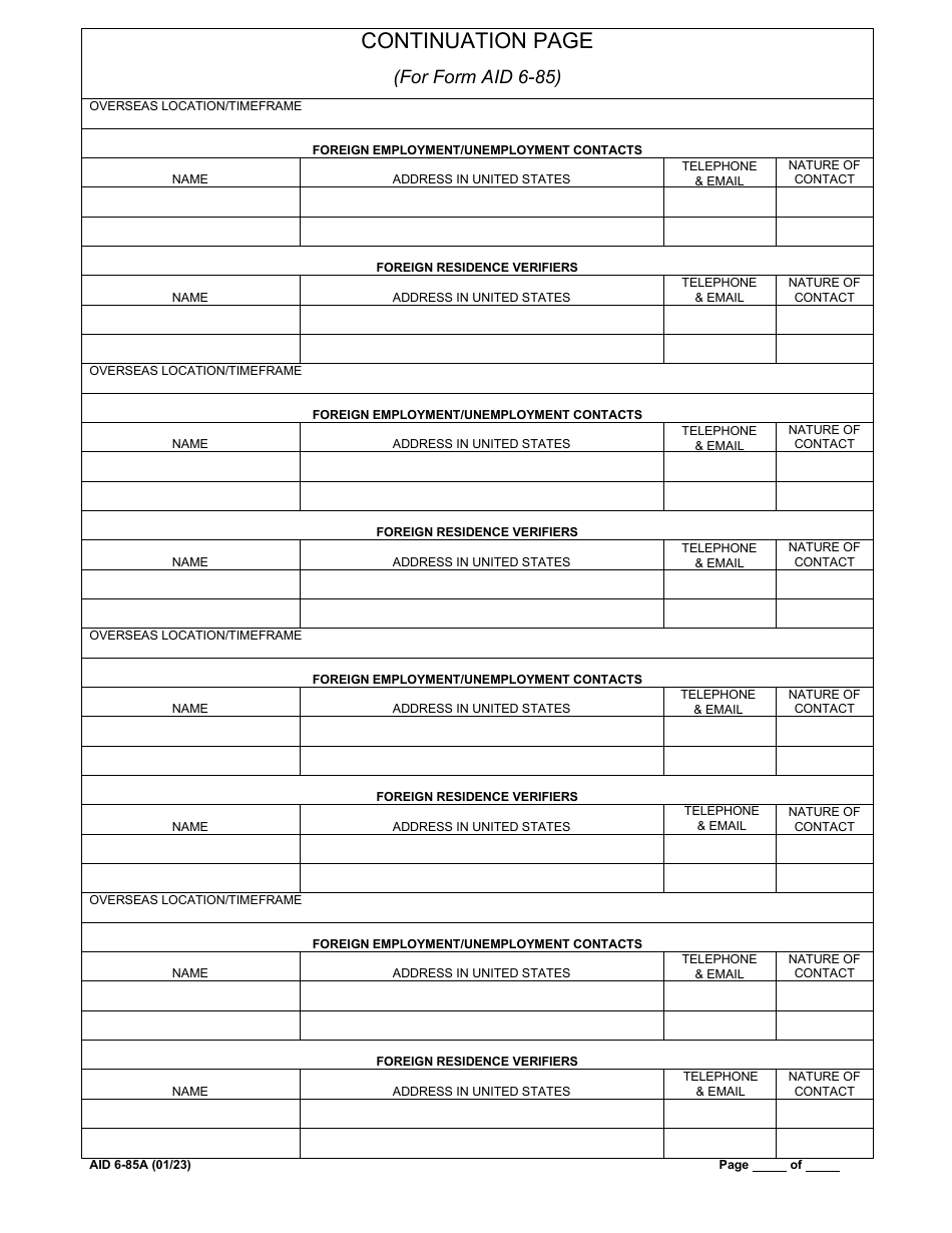 Form AID6-85A - Fill Out, Sign Online and Download Fillable PDF ...