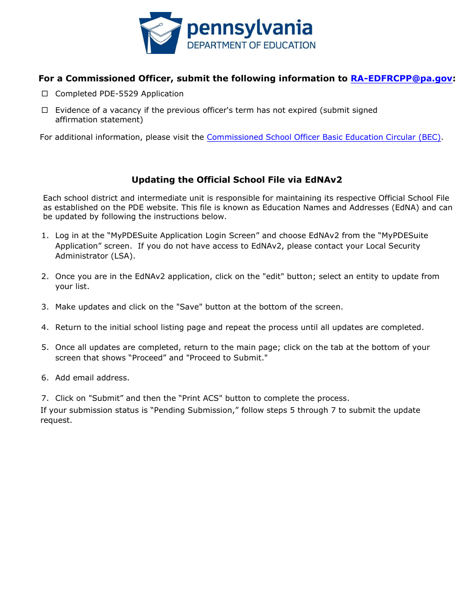 Form PDE-5529 Download Fillable PDF or Fill Online Application for ...