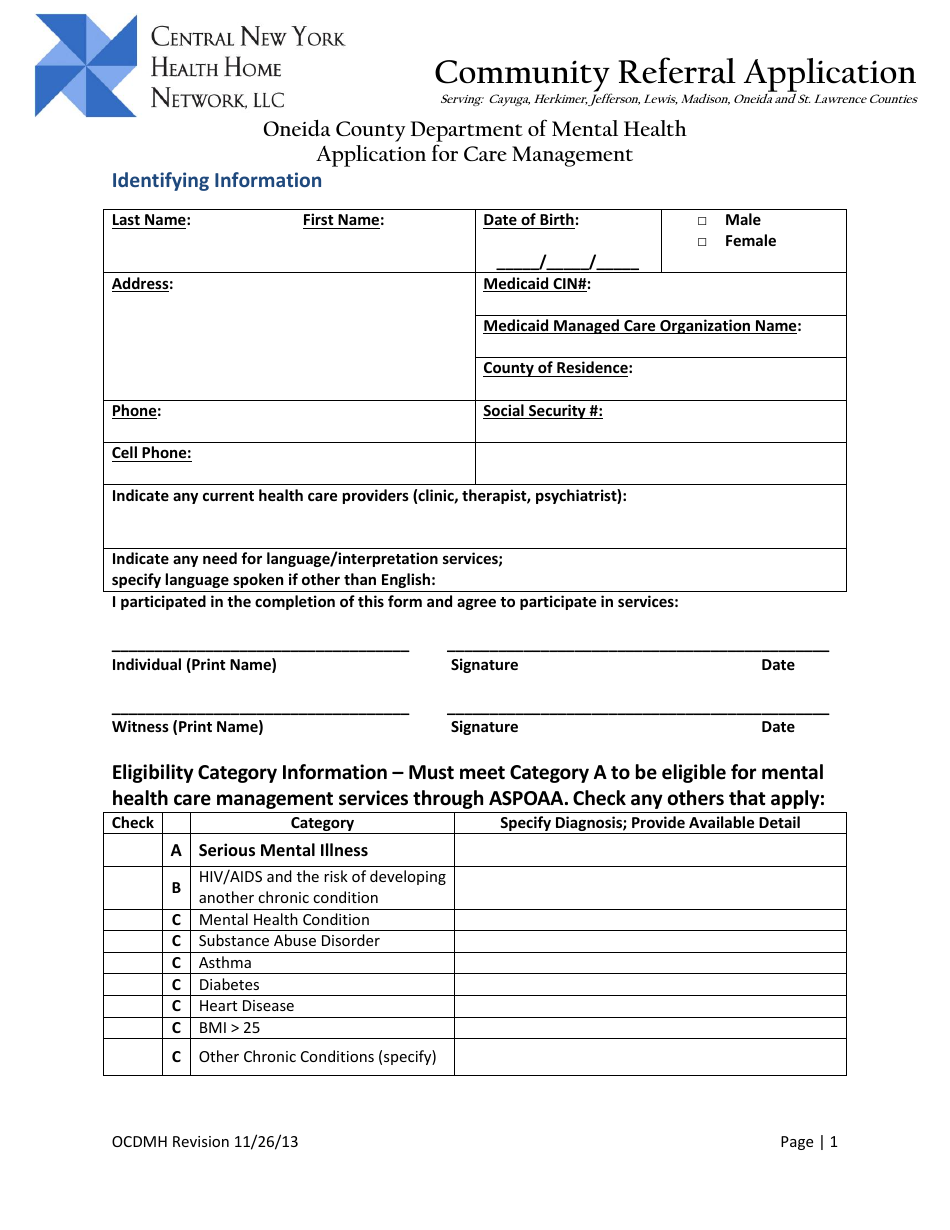 Oneida County, New York Community Referral Application - Fill Out, Sign ...