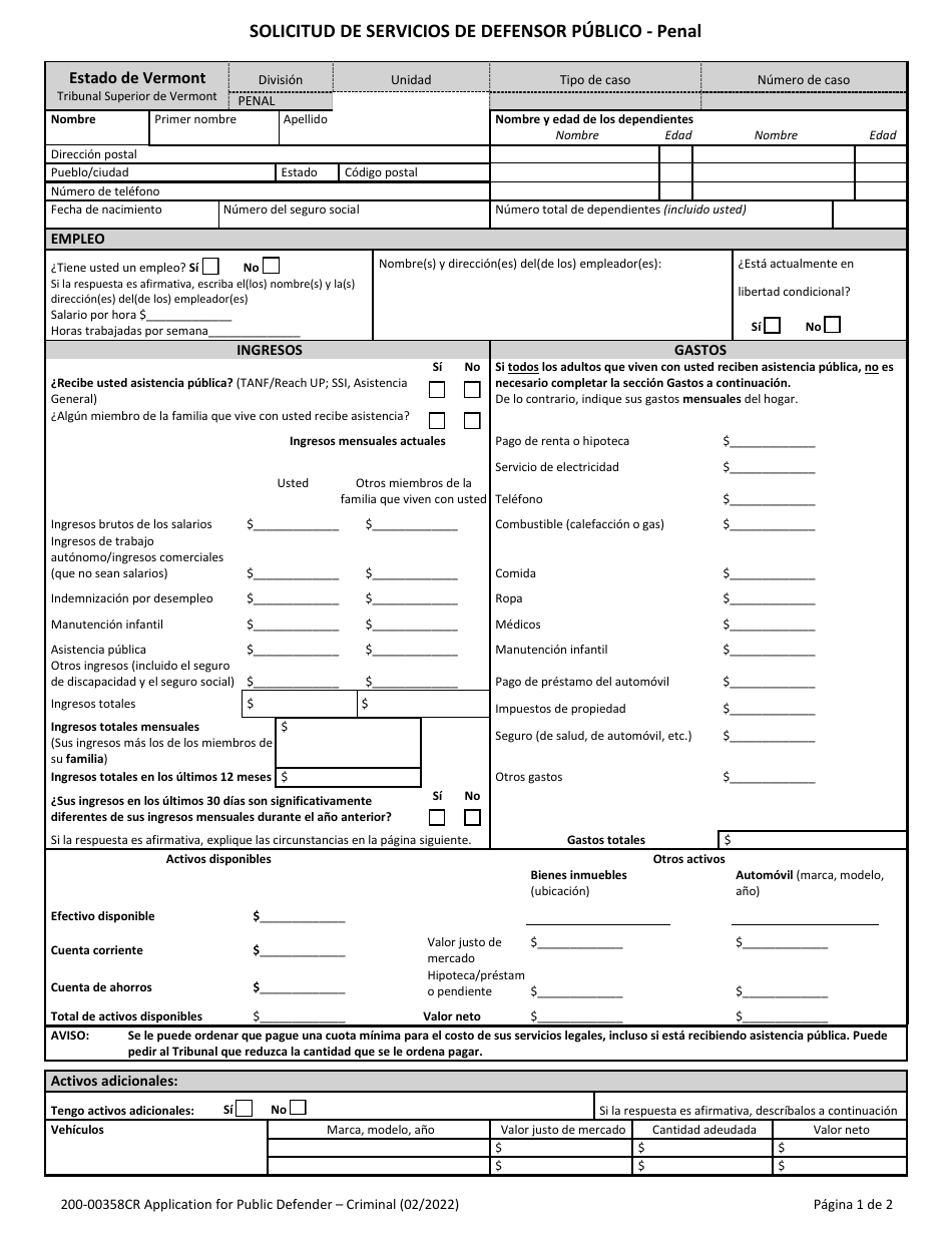 Formulario 200-00358CR - Fill Out, Sign Online and Download Fillable ...