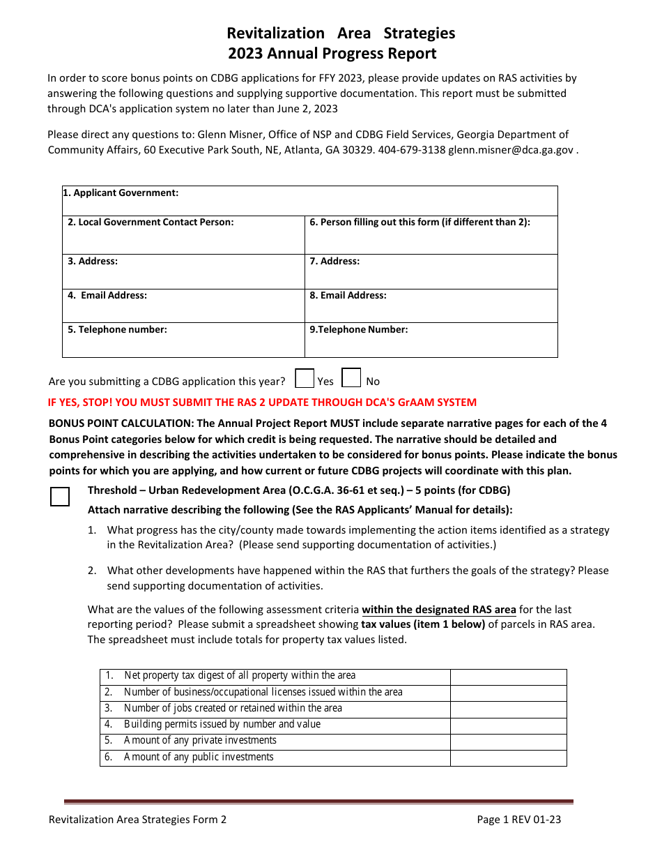 RAS Form 2 Download Fillable PDF or Fill Online Revitalization Area ...