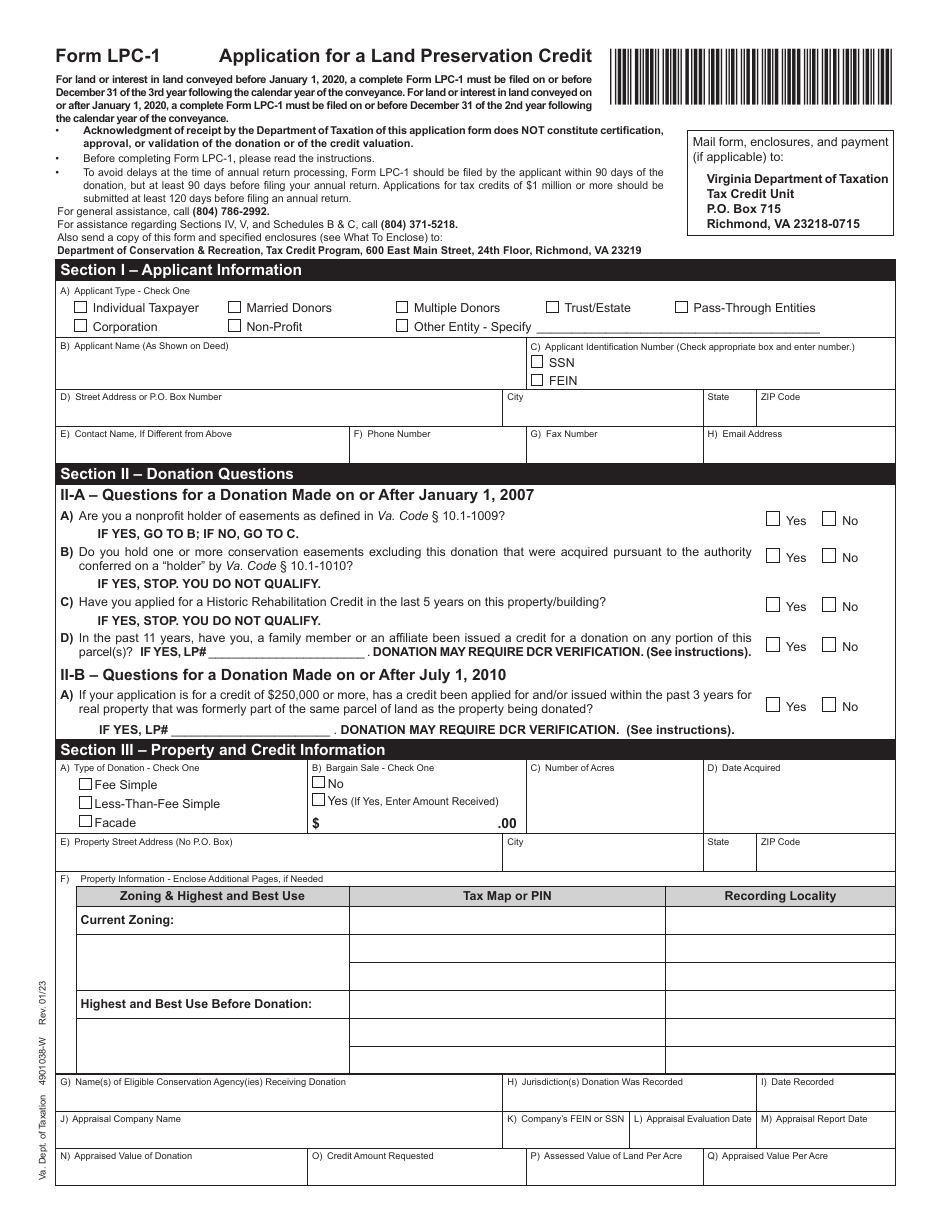 Form LPC-1 - Fill Out, Sign Online and Download Fillable PDF, Virginia ...