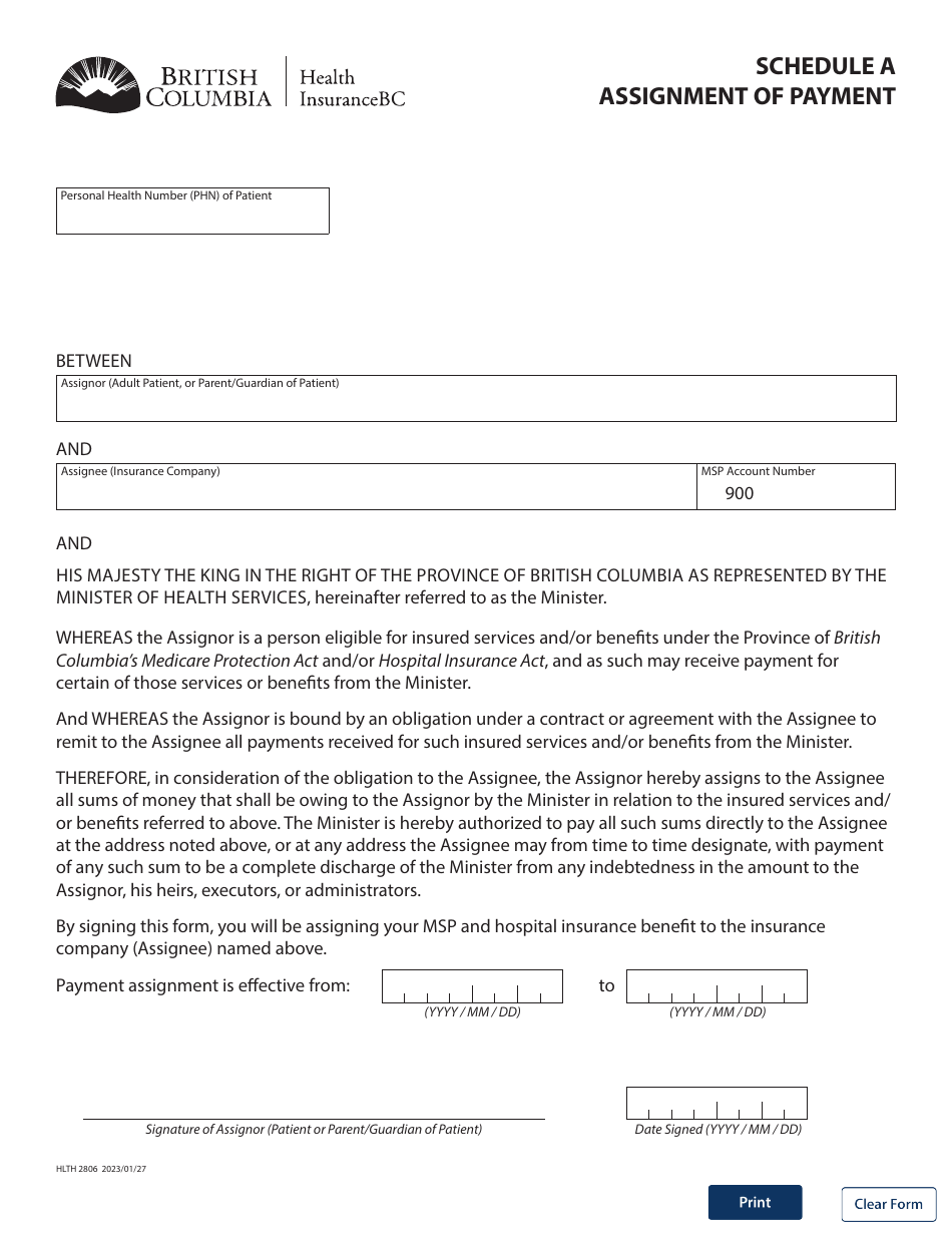 Form HTLH2806 Schedule A - Fill Out, Sign Online and Download Fillable ...