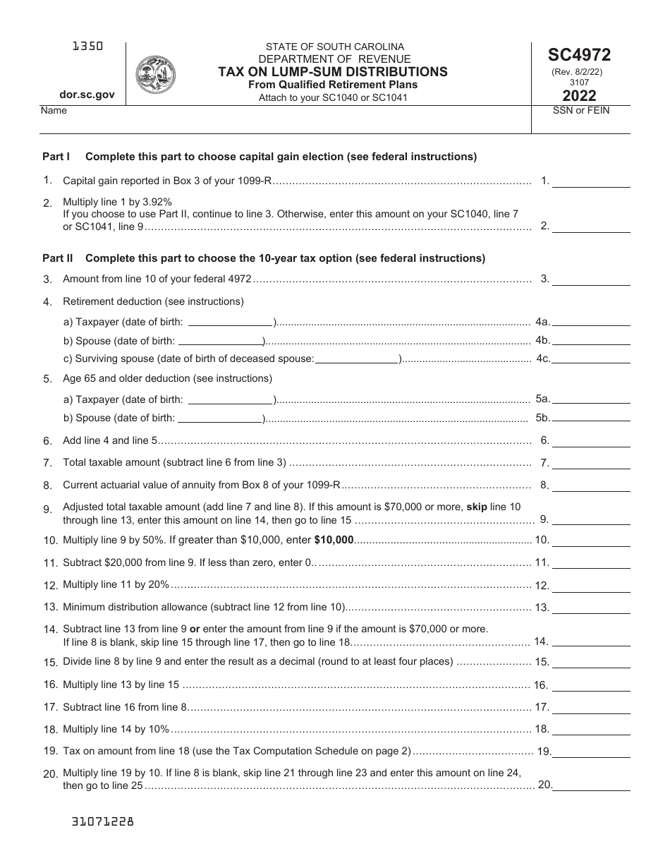 Form SC4972 - 2022 - Fill Out, Sign Online and Download Printable PDF ...