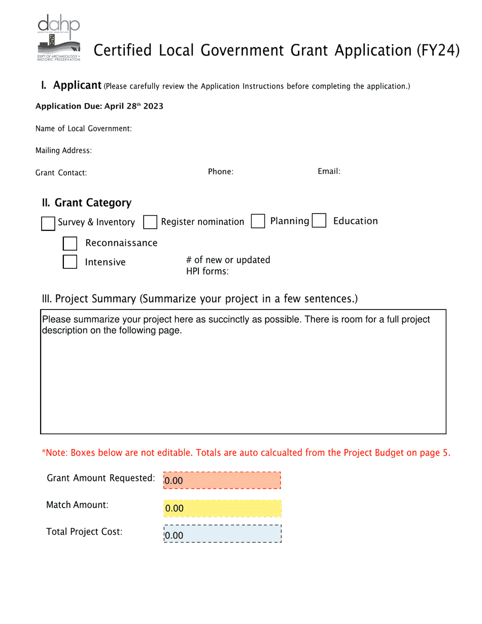 2024 Washington Certified Local Government Grant Application - Fill Out ...