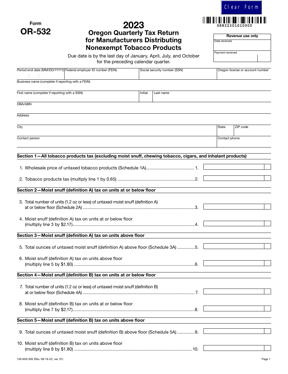 2019 — 2024 Form OR-532 (150-605-005) Download Fillable PDF or Fill ...