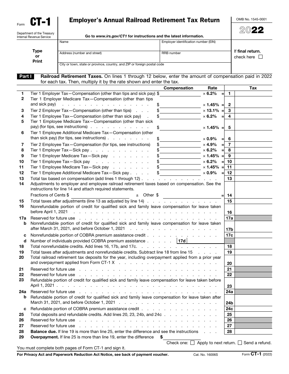 IRS Form CT-1 - 2022 - Fill Out, Sign Online and Download Fillable PDF ...