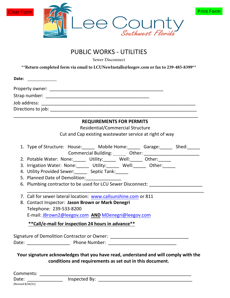 Lee County, Florida Utilities Demo Form - Fill Out, Sign Online and ...
