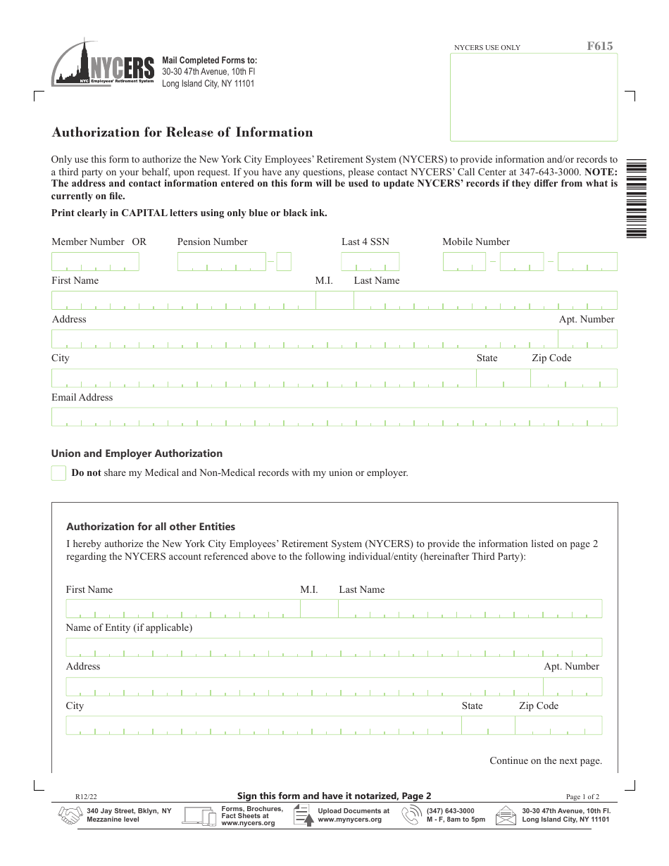 Form F615 - Fill Out, Sign Online and Download Printable PDF, New York ...