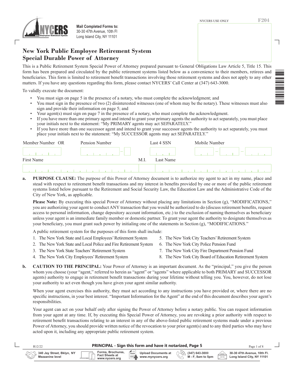 Form F204 - Fill Out, Sign Online and Download Printable PDF, New York ...