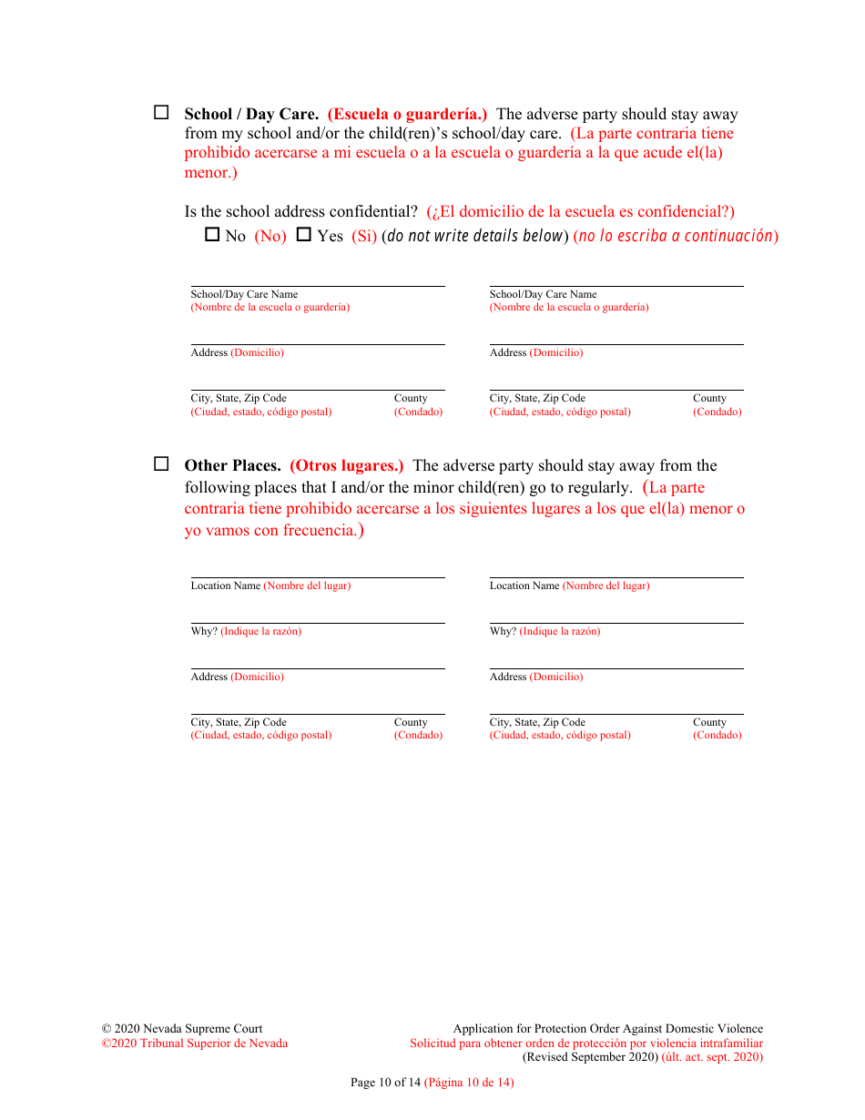 Nevada Application for Protection Order Against Domestic Violence ... Nevada Application for Protection Order Against Domestic Violence ...
