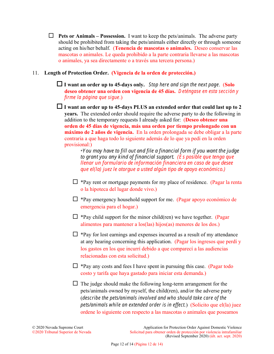 Nevada Application for Protection Order Against Domestic Violence ... Nevada Application for Protection Order Against Domestic Violence ...