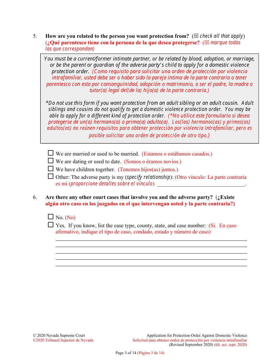 Nevada Application for Protection Order Against Domestic Violence ... Nevada Application for Protection Order Against Domestic Violence ...