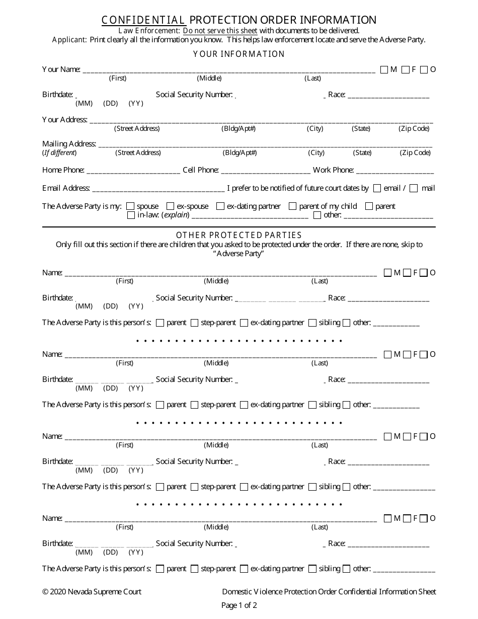 Nevada Domestic Violence Temporary Protection Order - Fill Out, Sign ... Nevada Domestic Violence Temporary Protection Order - Fill Out, Sign ...