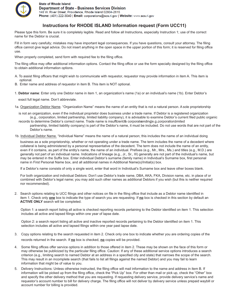 Form UCC11 Download Fillable PDF or Fill Online Information Request ...