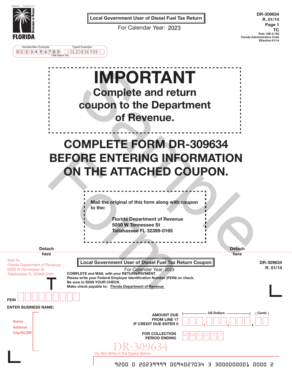 Form DR-309634 Download Printable PDF or Fill Online Local Government ...