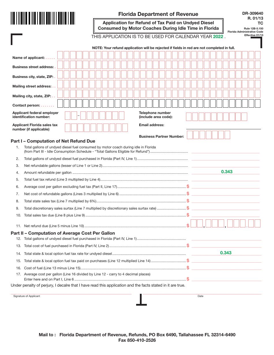 Form DR-309640 - 2022 - Fill Out, Sign Online and Download Printable ...