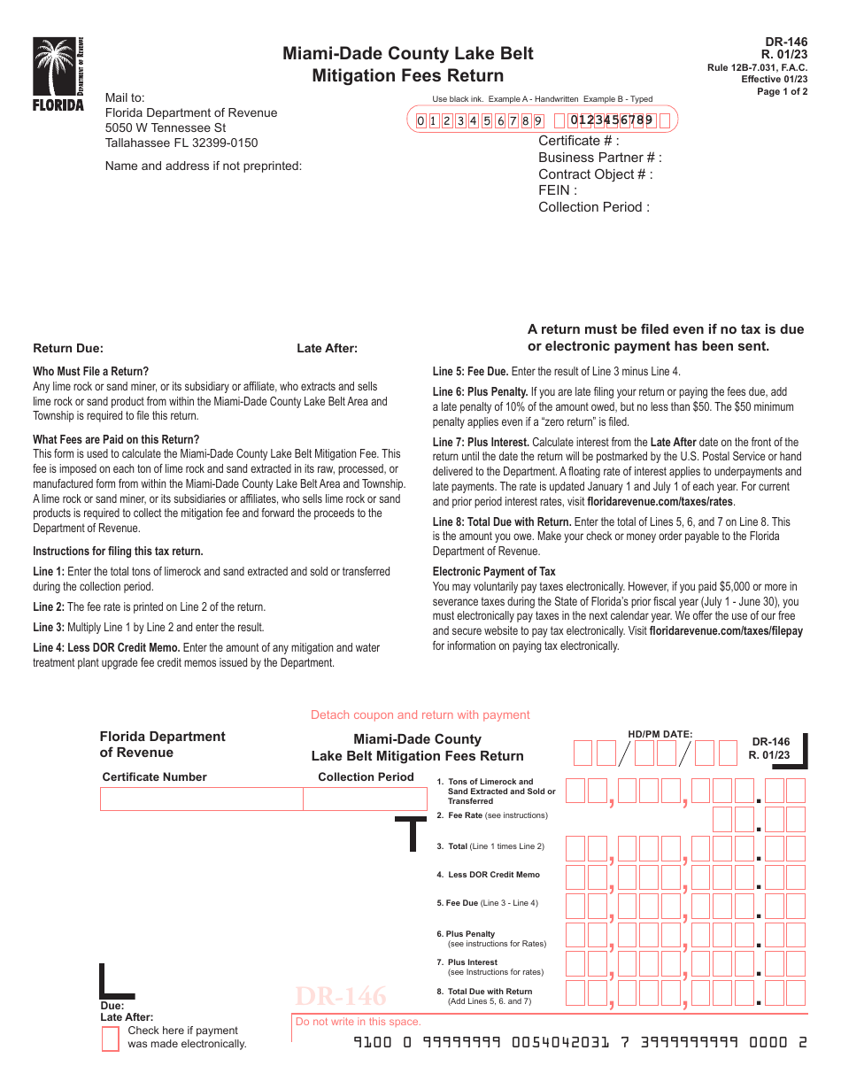 Form DR-146 Download Printable PDF or Fill Online Miami-Dade County ...