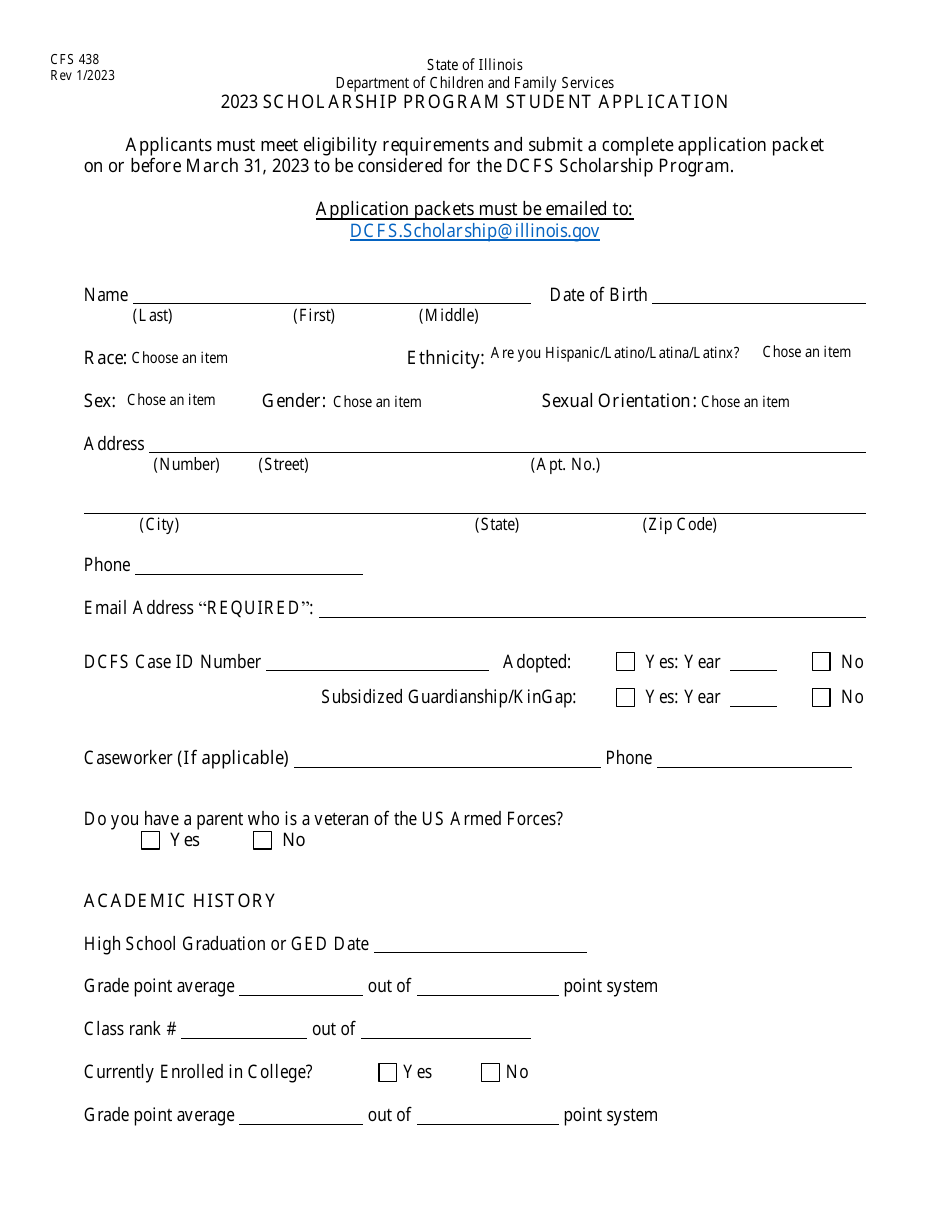 Form CFS438 Download Fillable PDF or Fill Online Scholarship Program ...