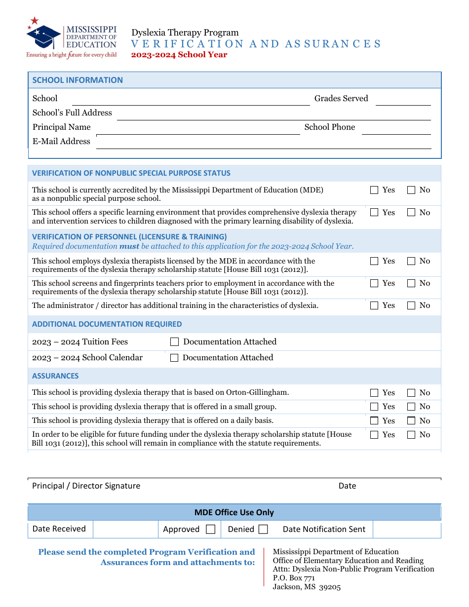 2024 Mississippi Verification and Assurances - Dyslexia Therapy Program ...