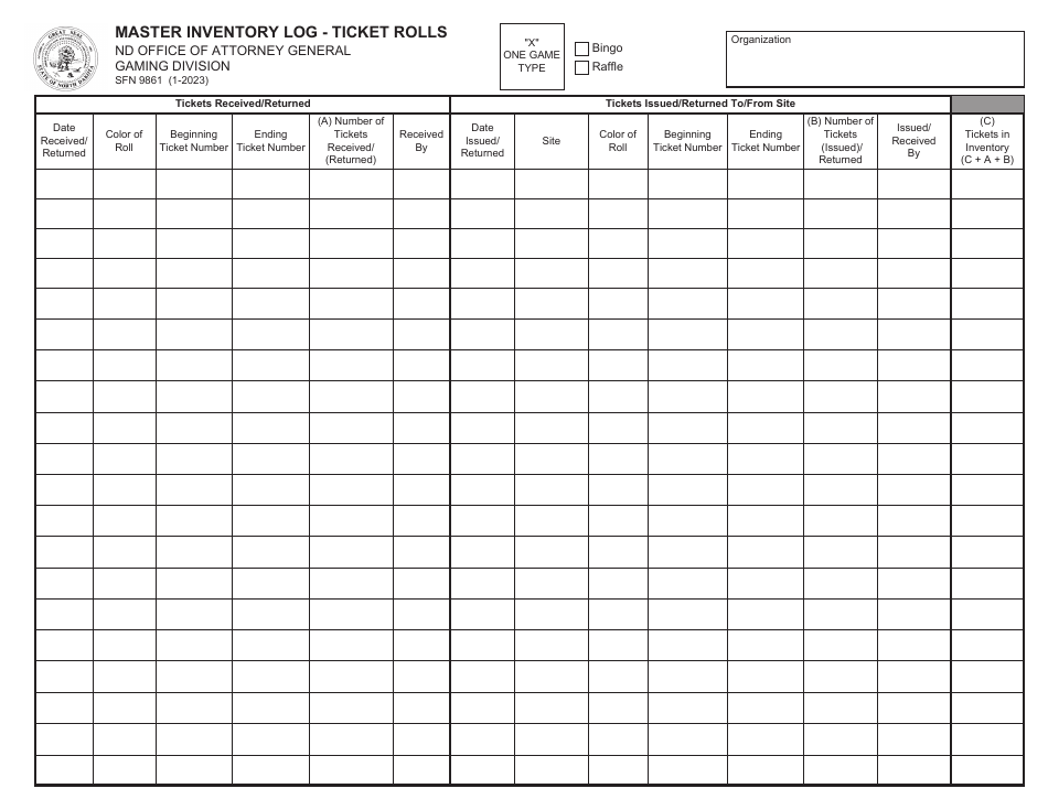 Form SFN9861 - Fill Out, Sign Online and Download Fillable PDF, North ...