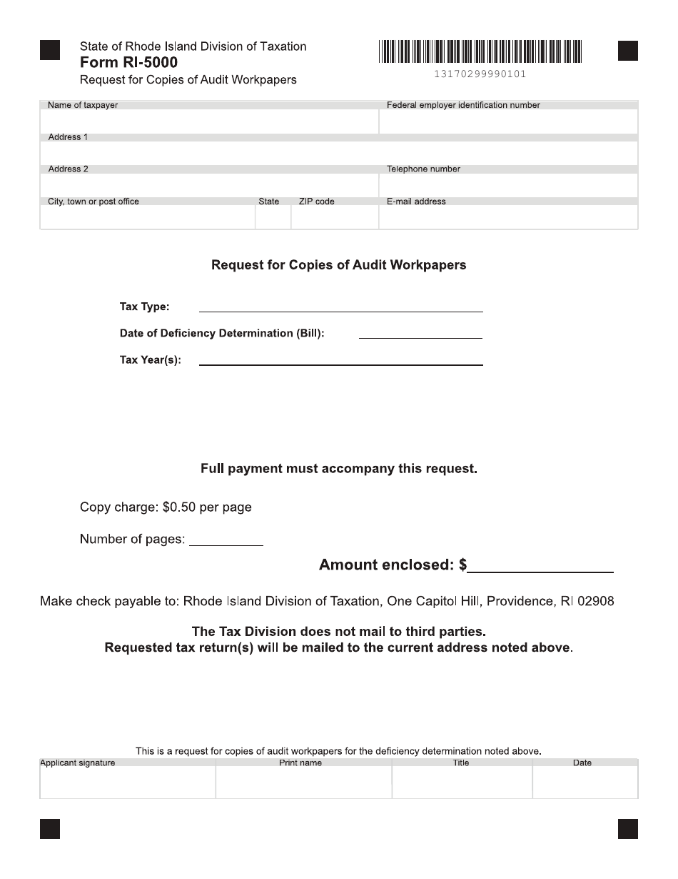 Form RI-5000 - Fill Out, Sign Online and Download Fillable PDF, Rhode ...