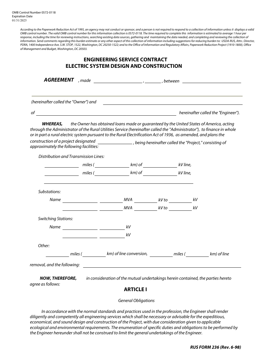 RUS Form 236 - Fill Out, Sign Online and Download Fillable PDF ...