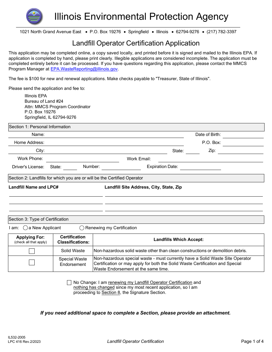 Form LPC416 (IL532-2005) - Fill Out, Sign Online and Download Printable ...