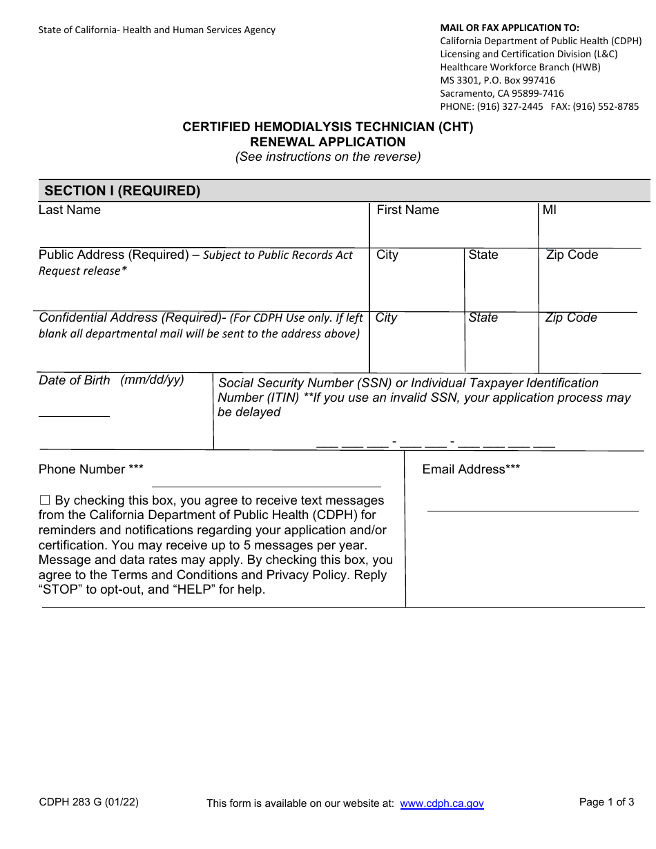 Form CDPH283 G - Fill Out, Sign Online and Download Fillable PDF ...