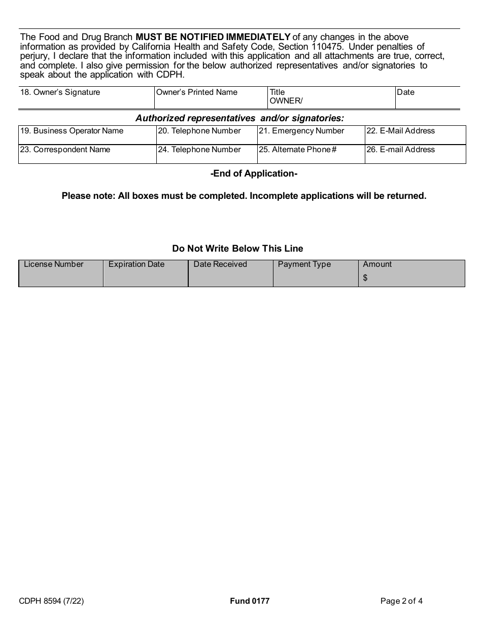 Form CDPH8594 Download Fillable PDF or Fill Online Private Water Source ...