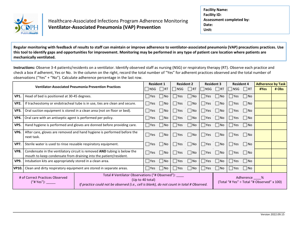 California Ventilator-Associated Pneumonia (Vap) Prevention ...
