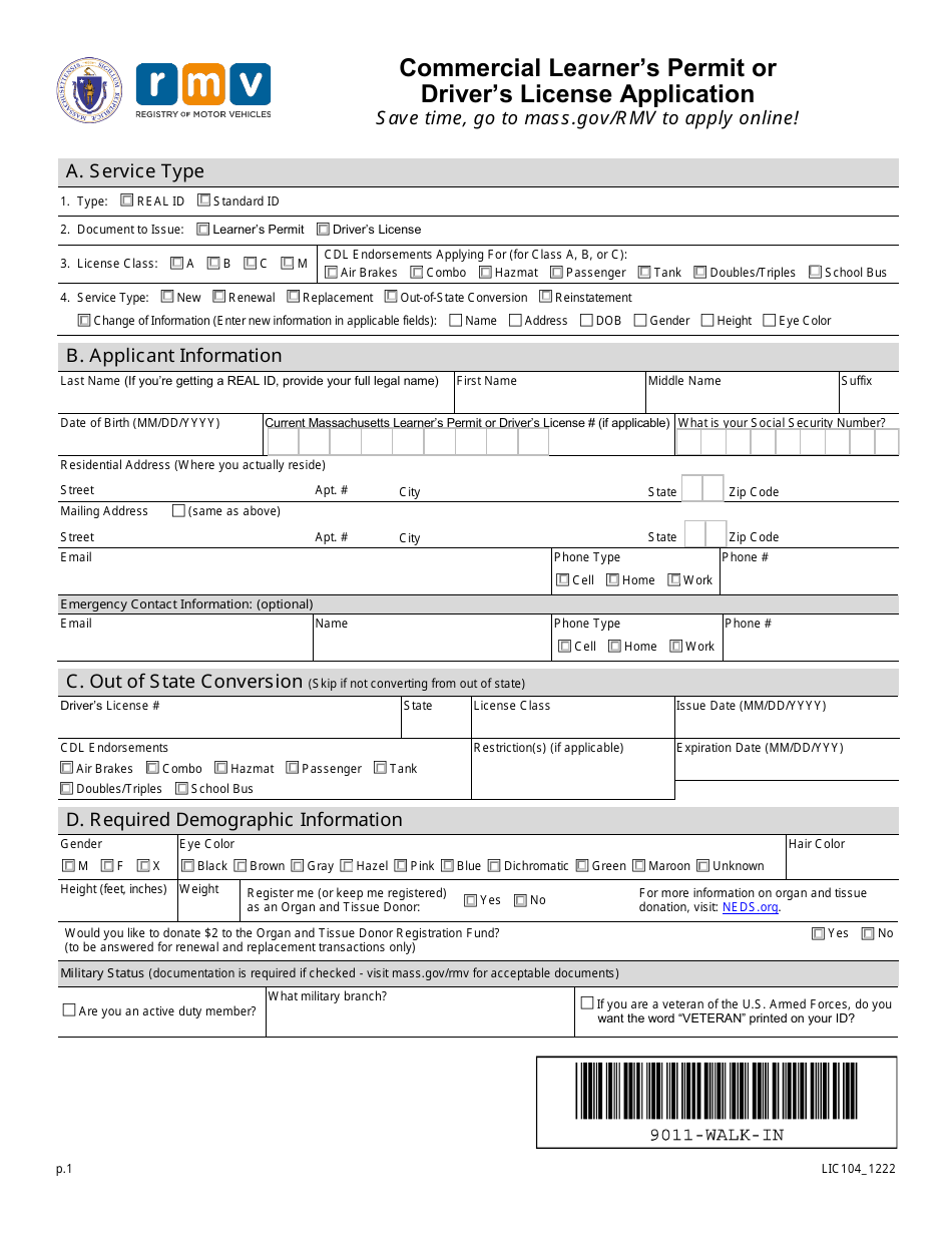 Form LIC104 - Fill Out, Sign Online and Download Fillable PDF ...