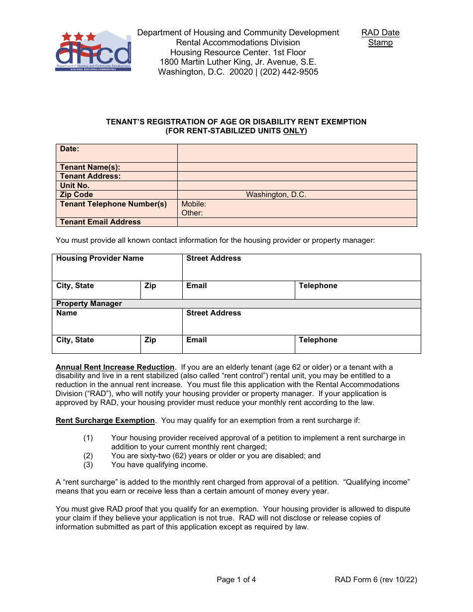 RAD Form 6 - Fill Out, Sign Online and Download Fillable PDF ...