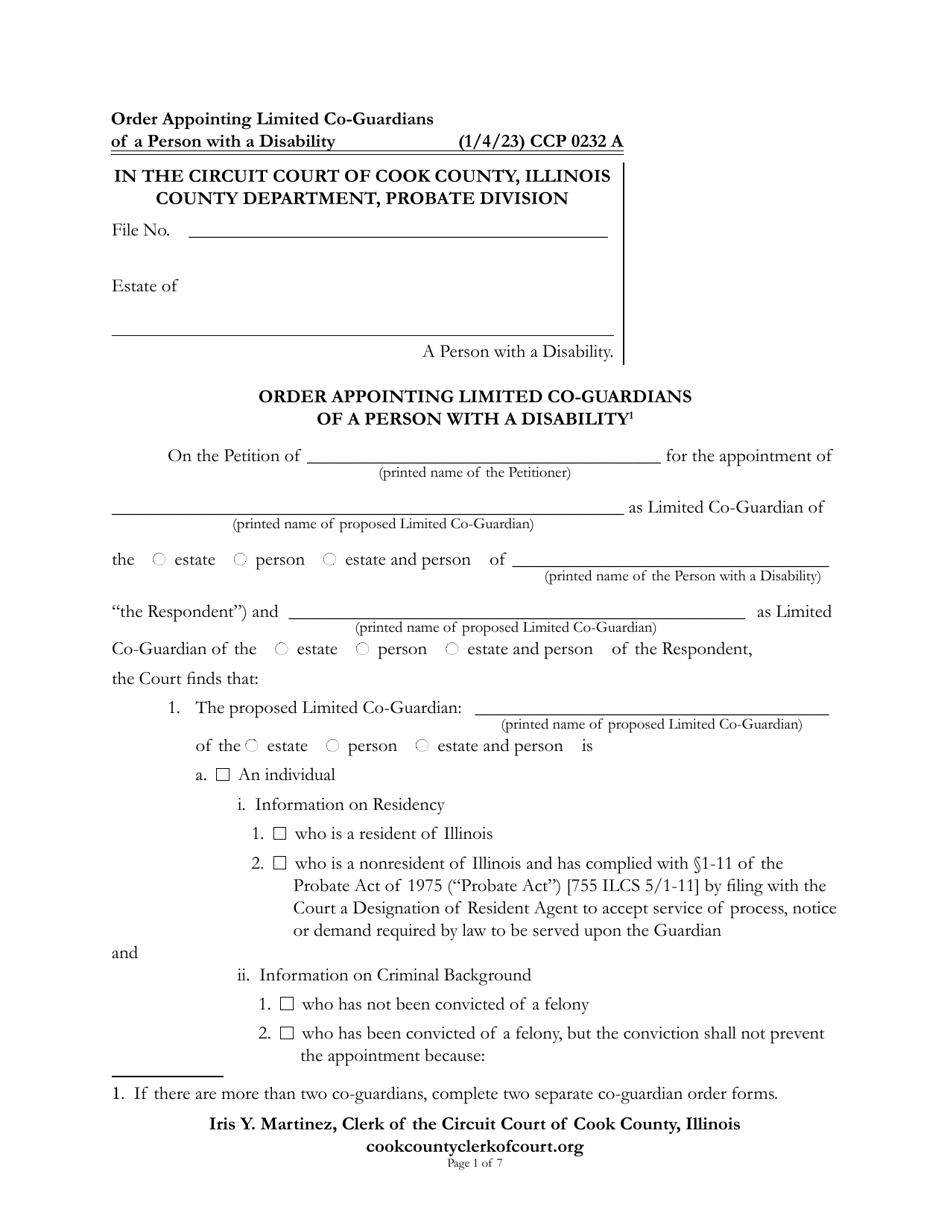 Form CCP0232 - Fill Out, Sign Online and Download Fillable PDF, Cook ...