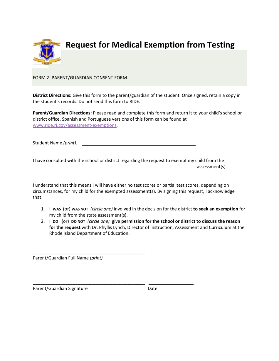 Form 2 Download Printable PDF or Fill Online Parent/Guardian Consent ...