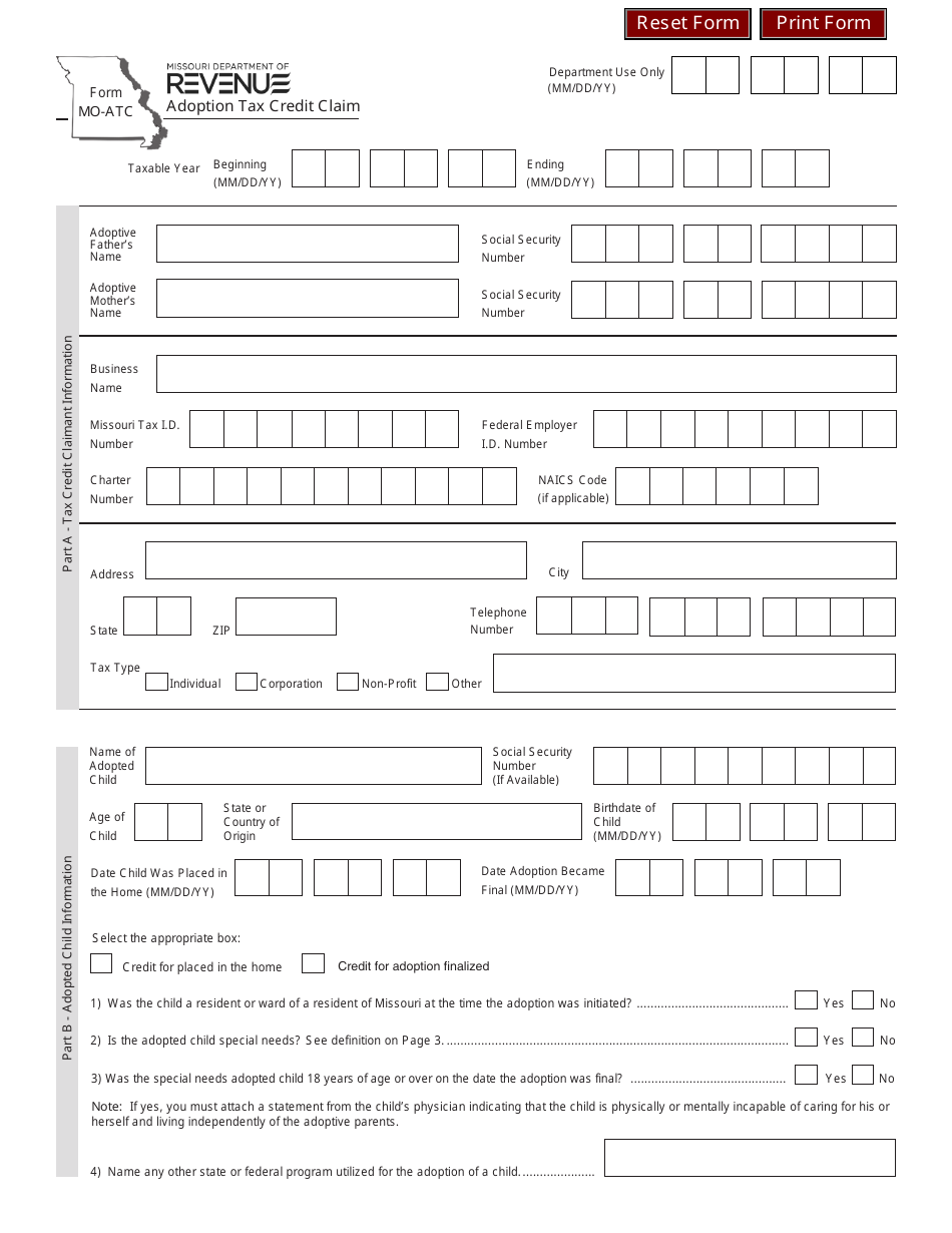 Form MO-ATC - Fill Out, Sign Online and Download Fillable PDF, Missouri ...
