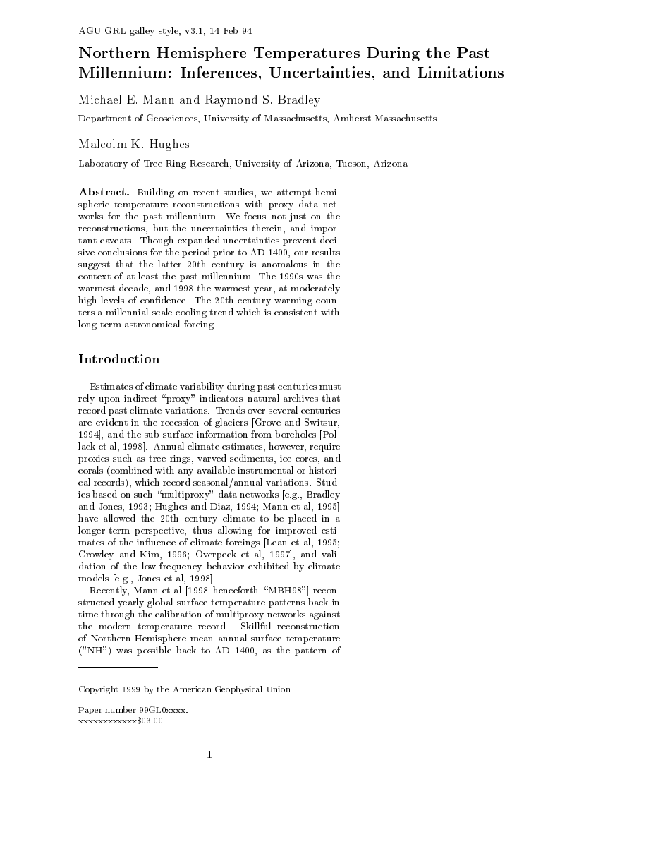 Northern Hemisphere Temperatures During the Past Millennium: Inferences, Uncertainties, and ...