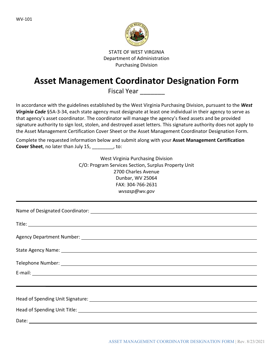 Form WV-101 - Fill Out, Sign Online and Download Fillable PDF, West ...