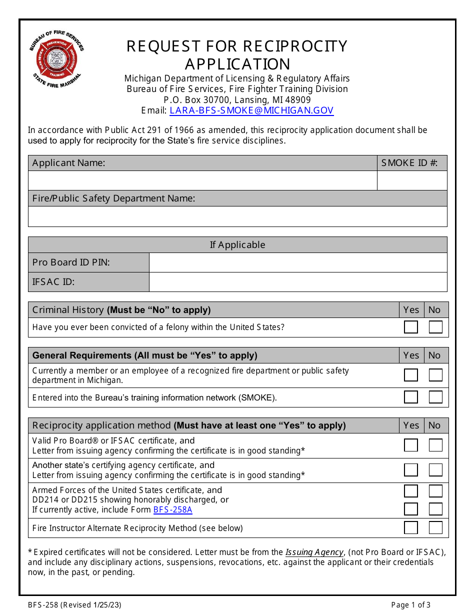 Form BFS-258 - Fill Out, Sign Online and Download Fillable PDF ...
