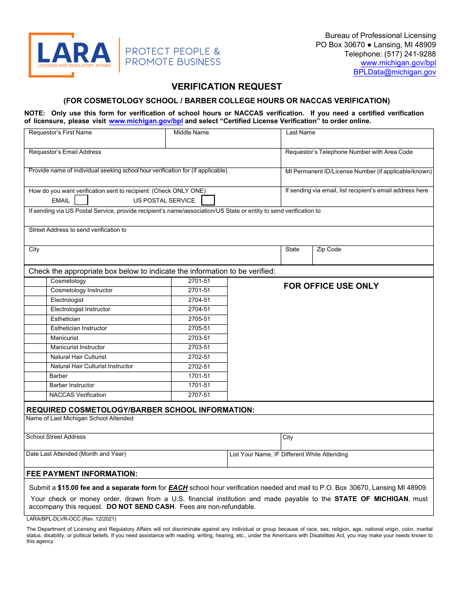Form LARA/BPL-DLVR-OCC - Fill Out, Sign Online and Download Fillable ...
