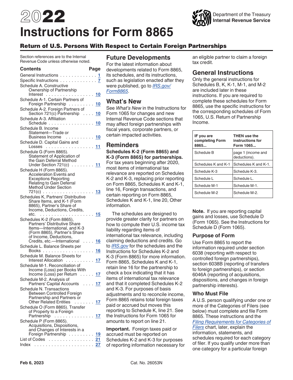 Download Instructions For Form 8865 Return Of U S Persons With Respect