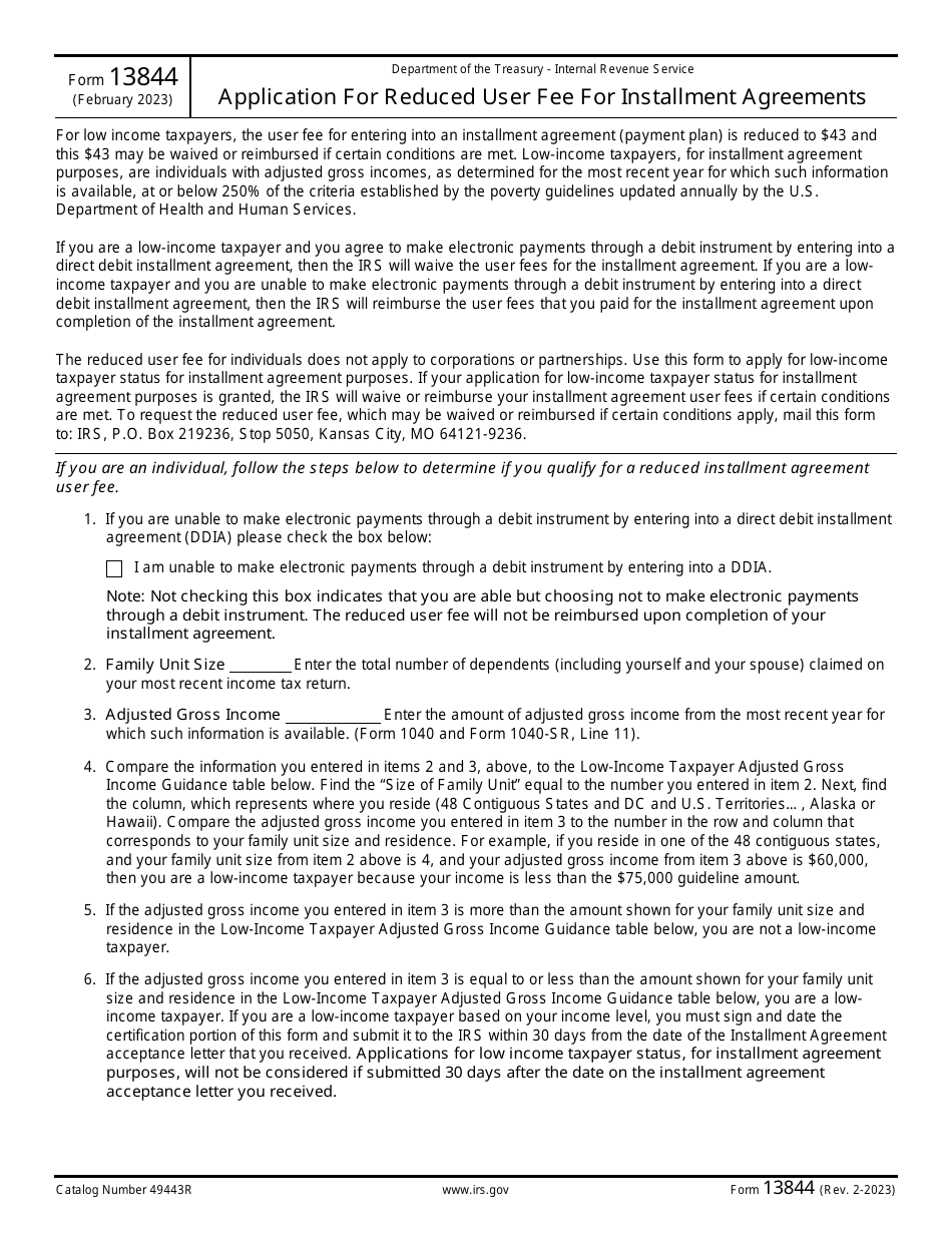 IRS Form 13844 Download Fillable PDF or Fill Online Application for ...