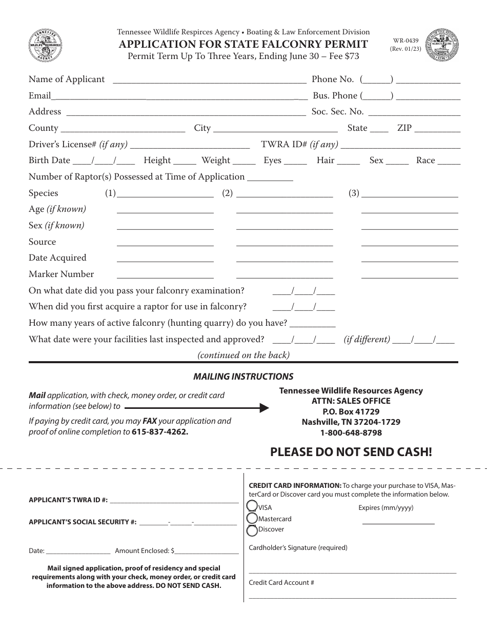 Form WR-0439 Download Fillable PDF or Fill Online Application for State ...