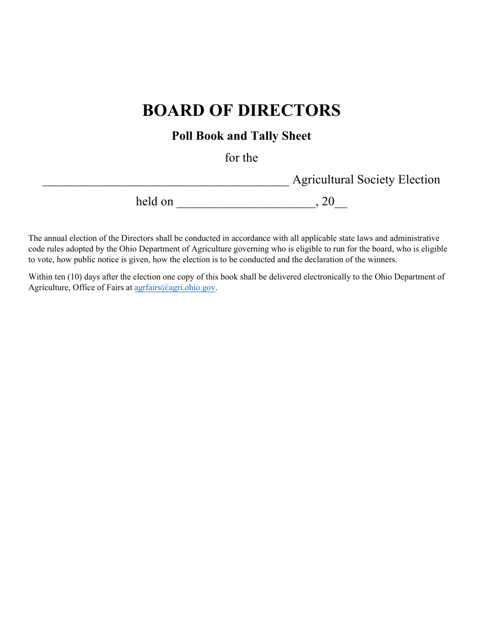 Ohio Poll Book and Tally Sheet - Fill Out, Sign Online and Download PDF ...