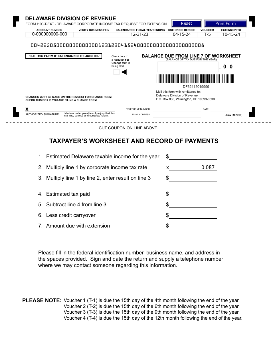 Form 1100-T-EXT - 2024 - Fill Out, Sign Online and Download Fillable ...