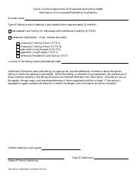 South Carolina Notification of Anticipated Residential Availability ...