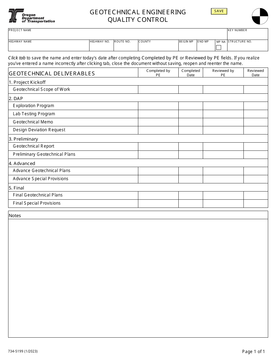 Form 734-5199 - Fill Out, Sign Online and Download Fillable PDF, Oregon ...