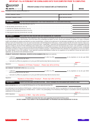 Pennsylvania Signature Form for Pa Open for Business Electronic Filing ...