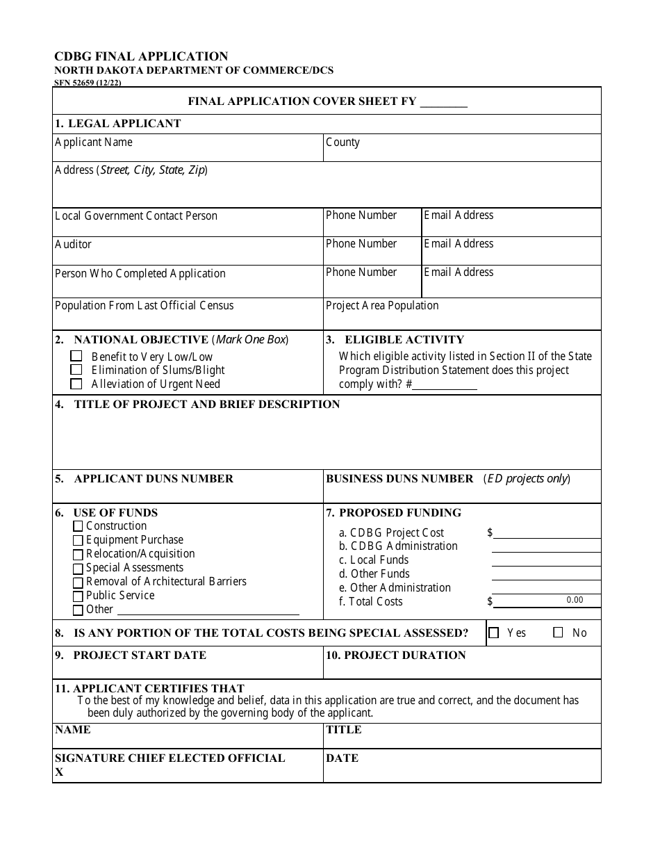 Form SFN52659 - Fill Out, Sign Online and Download Fillable PDF, North ...