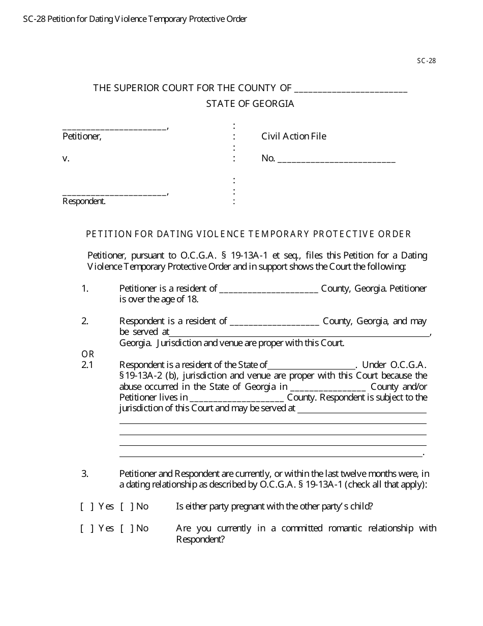 Form SC-28 - Fill Out, Sign Online and Download Printable PDF, Georgia ...